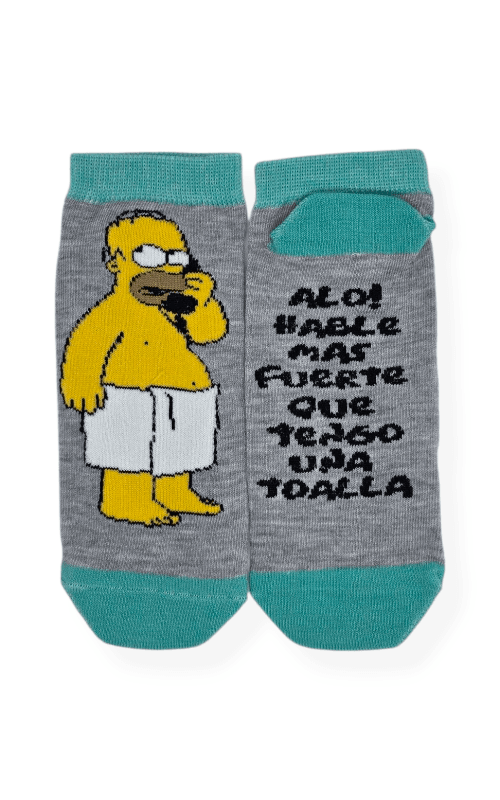 Soquete Simpson Homero en toalla Celeste TP Verde Agua- CSK – Grow Socks